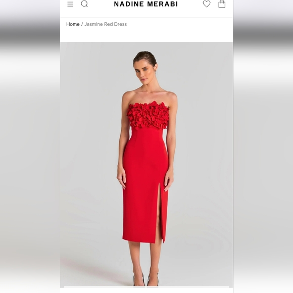 NADINE MERABI | Dresses | Nadine Merabi Strapless Red Jasmine Dress ...
